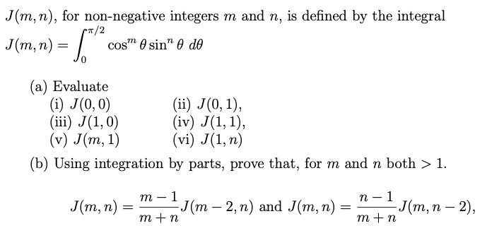 Solved J(m,n), for non-negative integers m and n, is defined | Chegg.com
