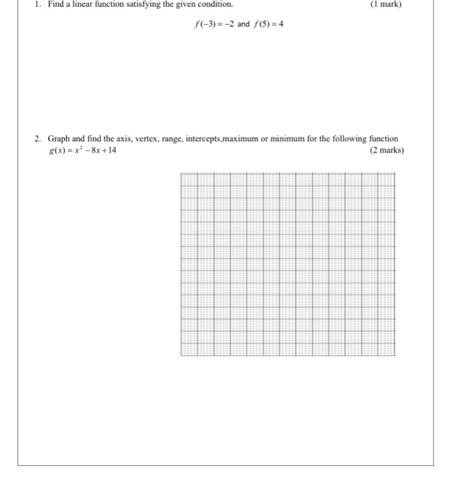 Solved l. Find a linear function satisfying the given | Chegg.com