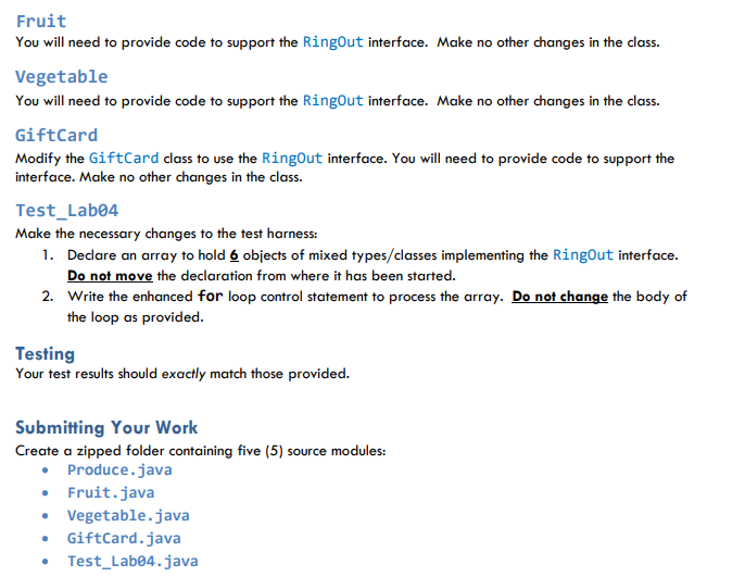 Solved Lab 04 Instructions Using an Interface General | Chegg.com