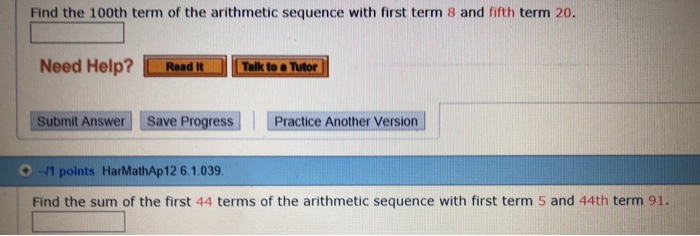 Solved Find the 100th term of the arithmetic sequence with | Chegg.com
