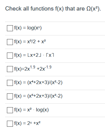 Solved Check all functions f(x) that are 2(x2). f(x) = | Chegg.com