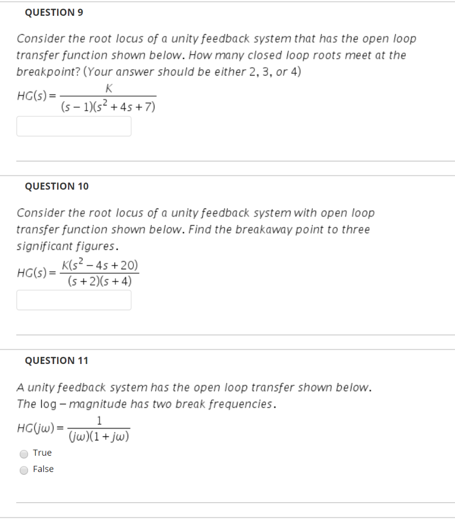 Solved QUESTION 9 Consider the root locus of a unity | Chegg.com