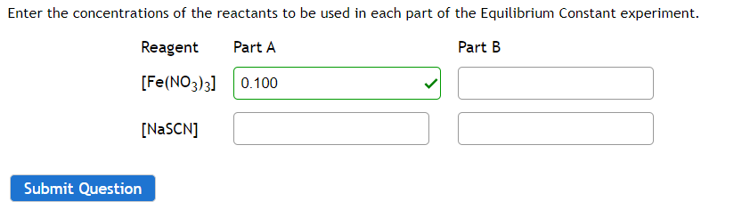 Enter the concentrations of the reactants to be used | Chegg.com
