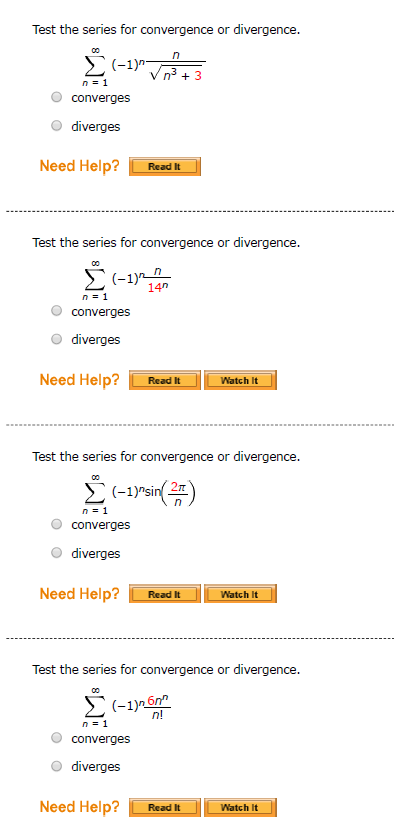 Solved Test the series for convergence or divergence. (-1) | Chegg.com