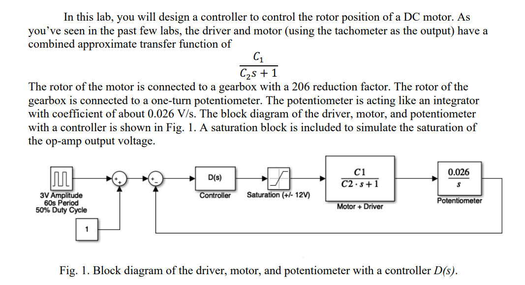 Solved In this lab, you will design a controller to control | Chegg.com