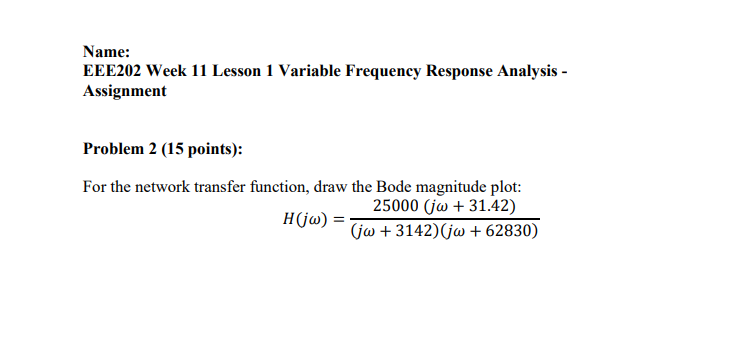 Solved Name: EEE202 Week 11 Lesson 1 Variable Frequency | Chegg.com