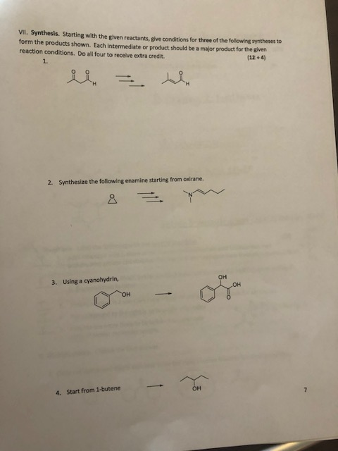 Solved Vil. Synthesis. Starting with the given reactants, | Chegg.com
