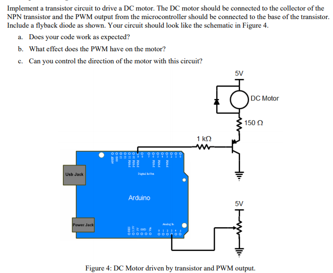 Solved Implement a transistor circuit to drive a DC motor. | Chegg.com