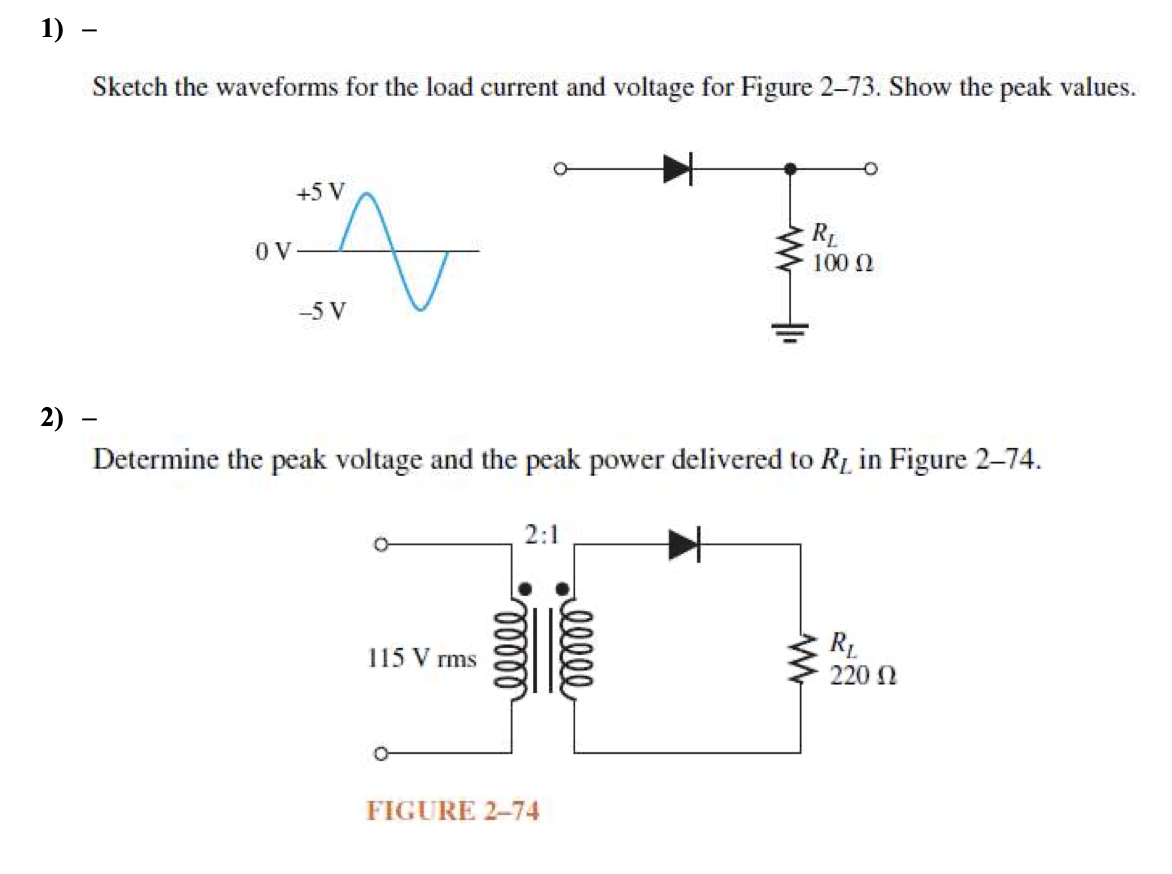 Solved Sketch the waveforms for the load current and voltage | Chegg.com