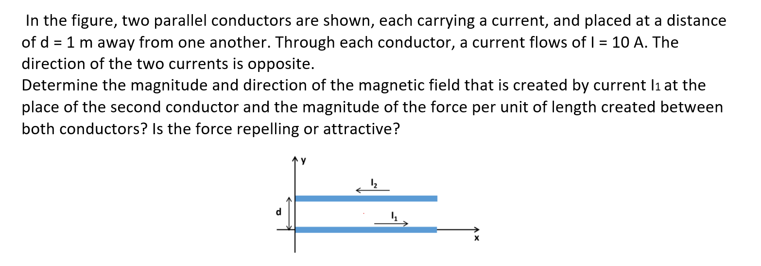 Solved In the figure, two parallel conductors are shown, | Chegg.com