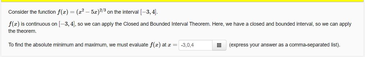 Solved Consider the function f(x) = (x² - 5x)2/3 on the | Chegg.com