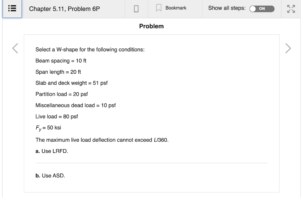 Solved iii Chapter 5.11, Problem 6P Bookmark Show all steps: | Chegg.com