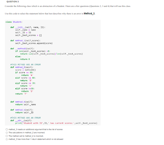 Solved QUESTION 3Consider the following class which is an | Chegg.com