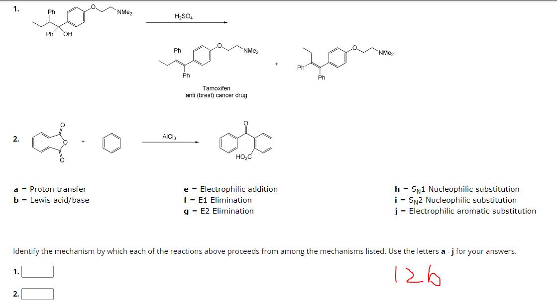 Solved a= ﻿Proton transfere= ﻿Electrophilic additionh=SN1 | Chegg.com