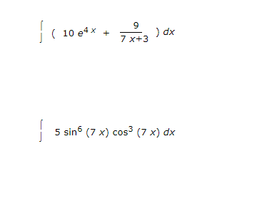 Solved !D ) dx 7 x+3 5 sin6 (7x) cos3 (7 x) dx | Chegg.com