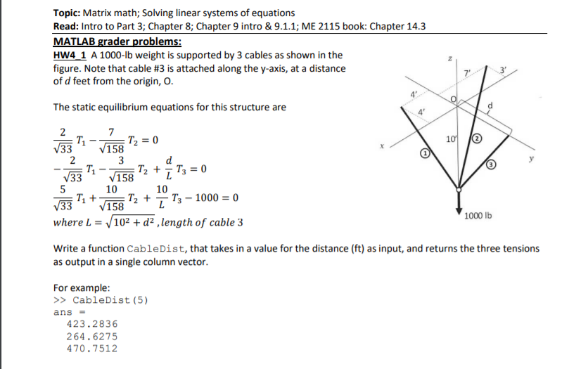 Solved Topic: Matrix math; Solving linear systems of | Chegg.com