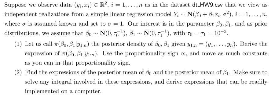 Suppose we observe data (yi,xi)∈R2,i=1,…,n as in the | Chegg.com