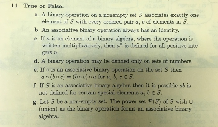 Solved A Binary Operation On A Nonempty Set S Associates 3130