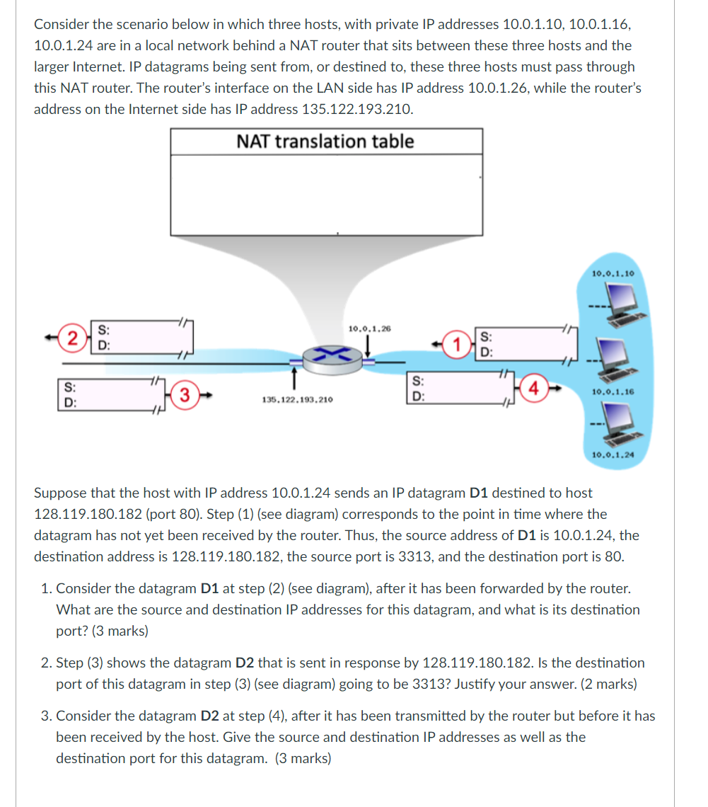 Solved Consider the scenario below in which three hosts, | Chegg.com