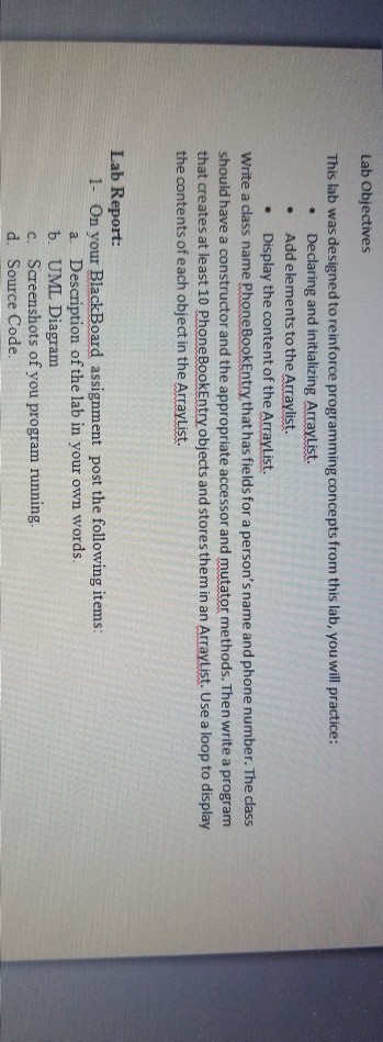 Solved Lab Objectives This lab was designed to reinforce | Chegg.com