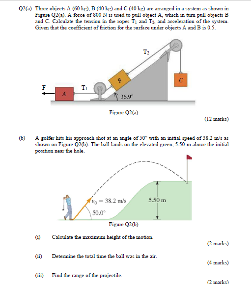 Solved Q2(a) Three objects A (60 kg), B (40 kg) and C (40 | Chegg.com