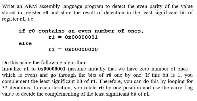 Solved Write an ARM assembly language program to detect the | Chegg.com