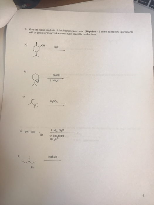 Solved 7. Complete the following reactions (e fil lI the | Chegg.com