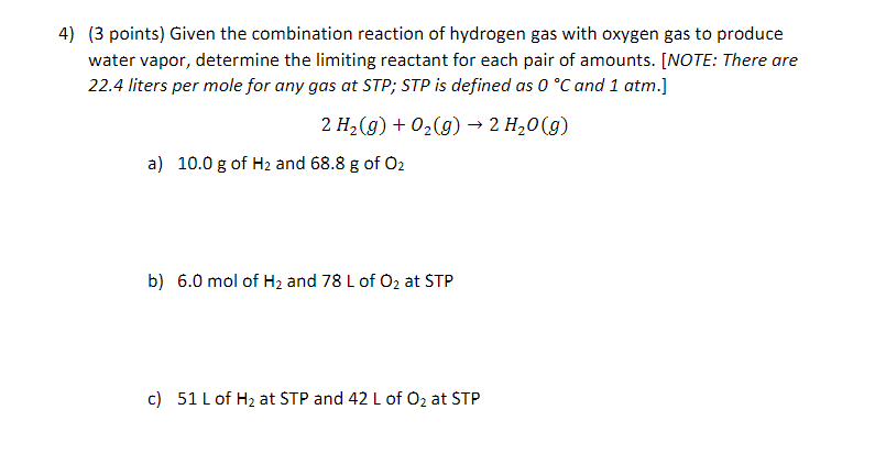 Solved 4) (3 points) Given the combination reaction of | Chegg.com