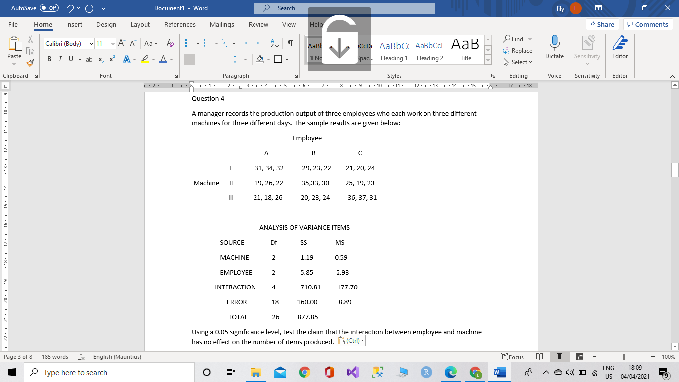 Solved AutoSave Off no Document1 - Word Search lily L 7 0 X | Chegg.com