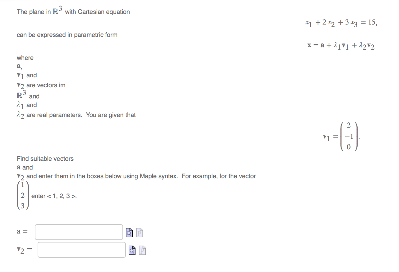 Solved The plane in R3 with Cartesian equation *1 + 2 x2 + 3 | Chegg.com