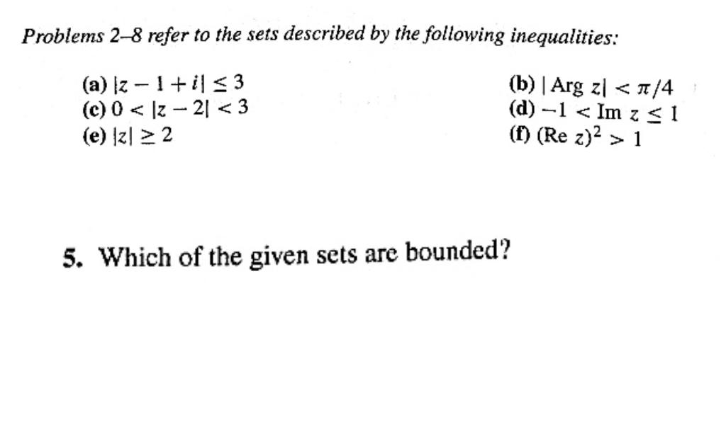 Solved Problems 2-8 refer to the sets described by the | Chegg.com