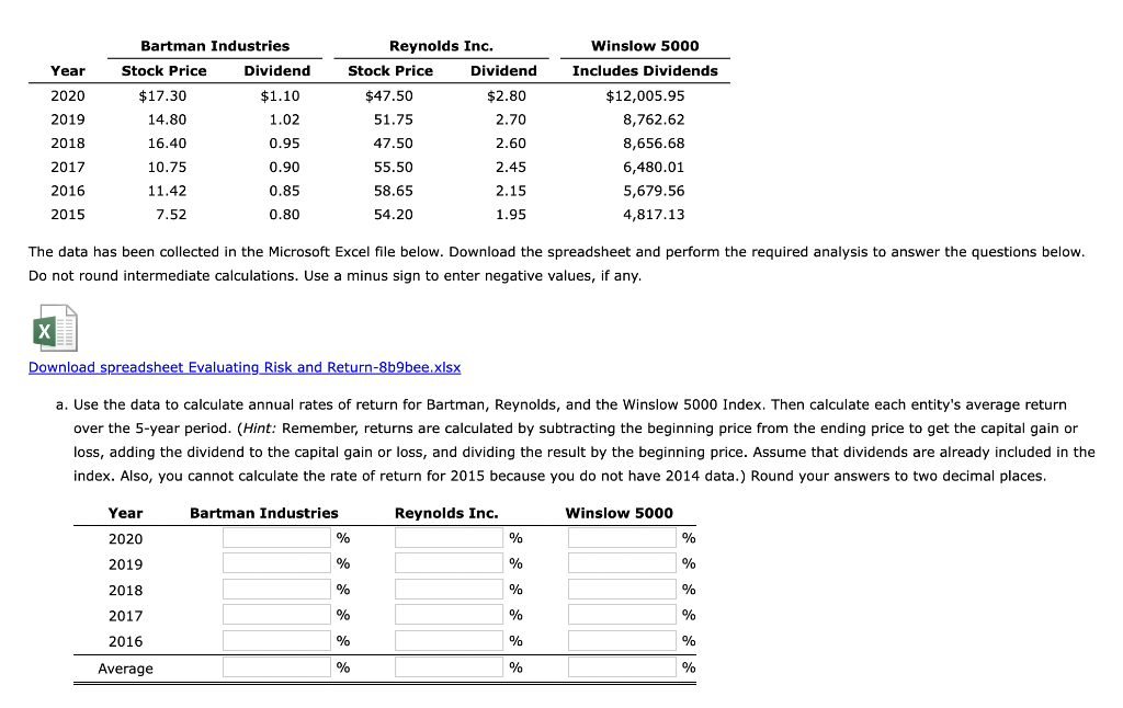 The data has been collected in the Microsoft Excel | Chegg.com