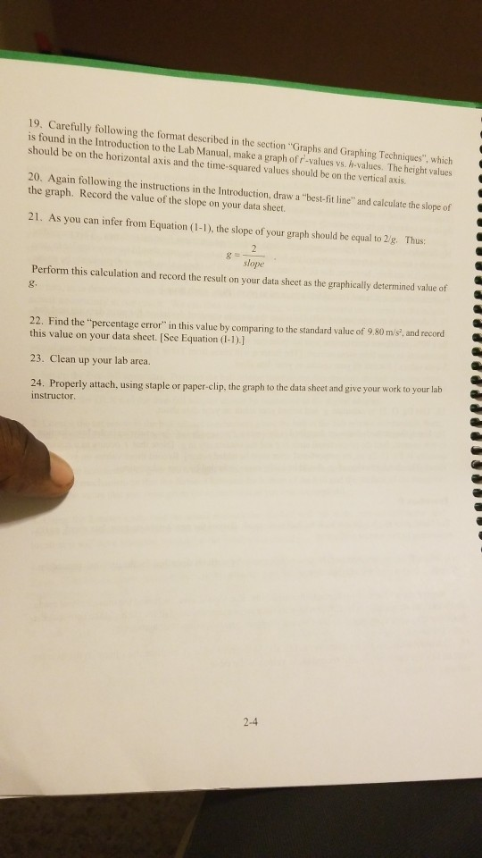 Experiment 2. Local Free-Fall Acceleration Purpose To | Chegg.com