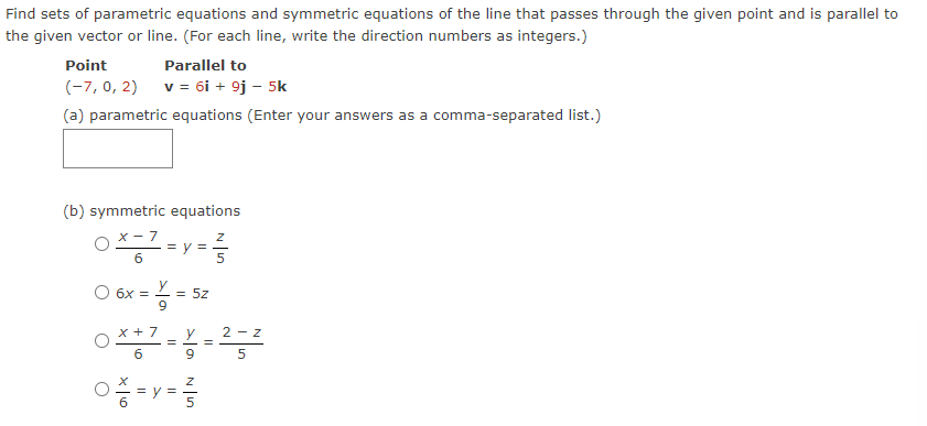 Solved Find Sets Of ﻿parametric Equations And Symmetric