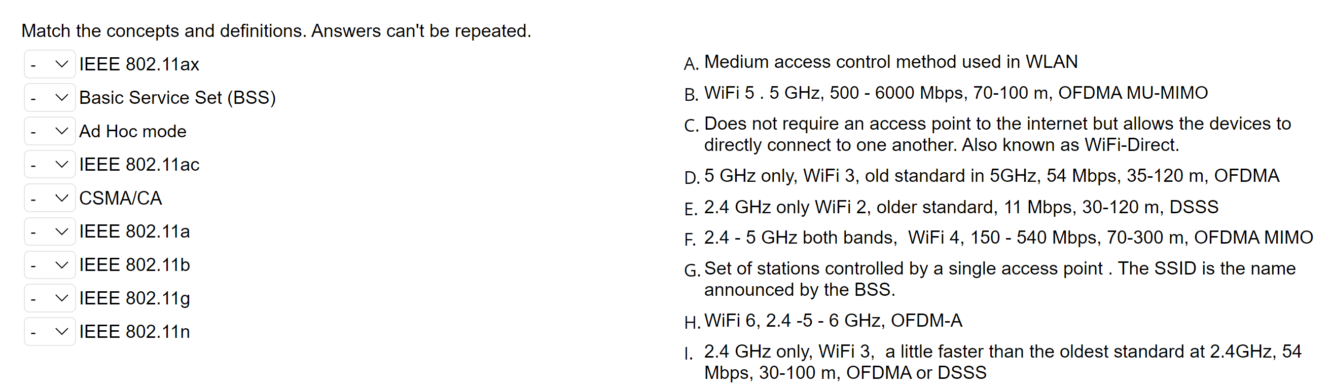 Solved Match the concepts and definitions. Answers can't be | Chegg.com