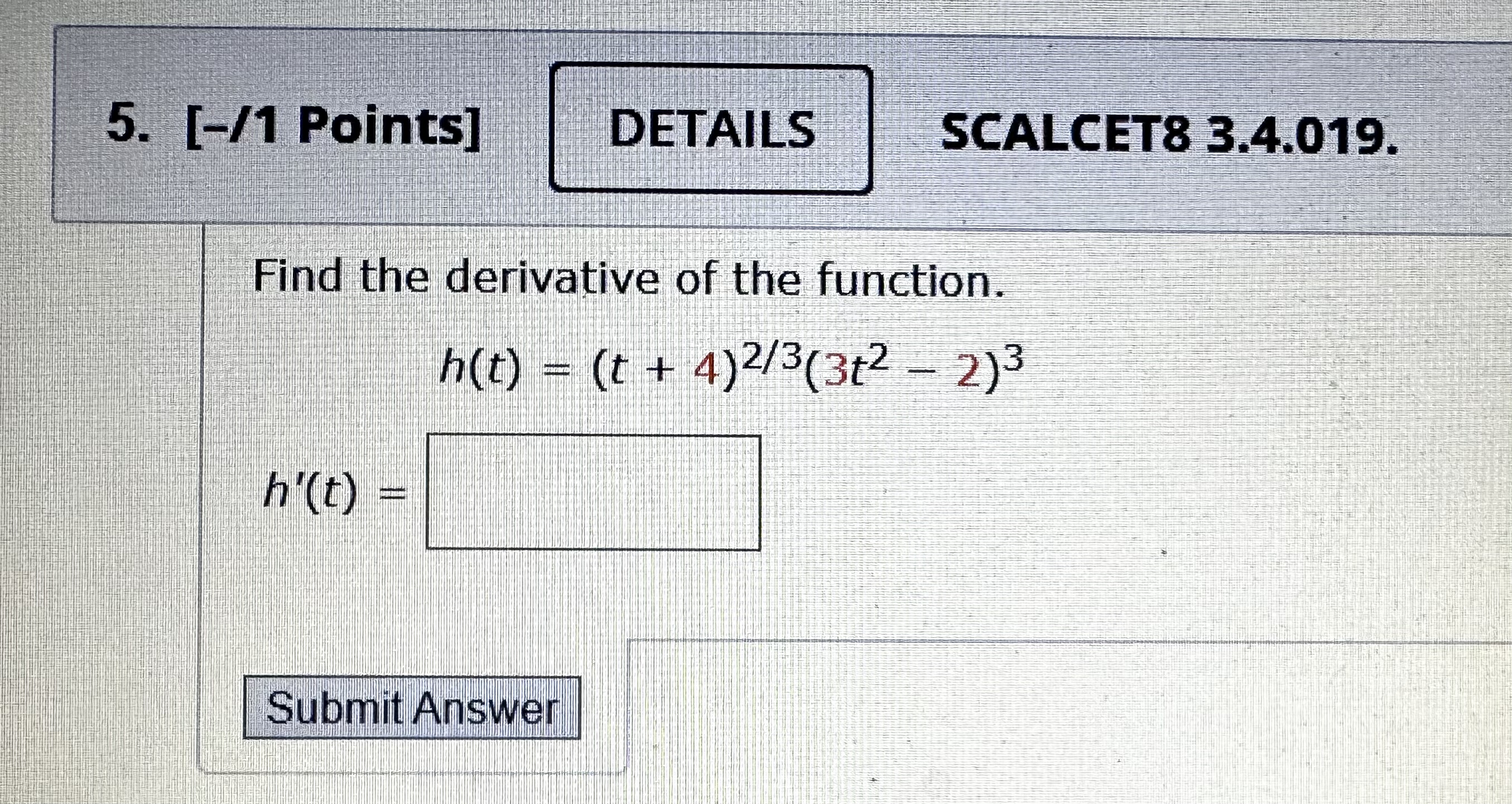 Solved Find The Derivative Of The Function