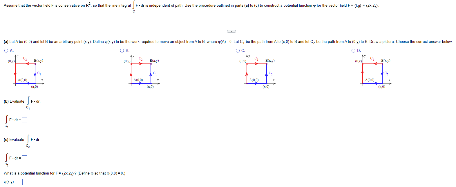 Solved Λ R (b) Evaluate ∫C1 F⋅dr. ∫C1F⋅dr= (c) Evaluate ∫C2 | Chegg.com