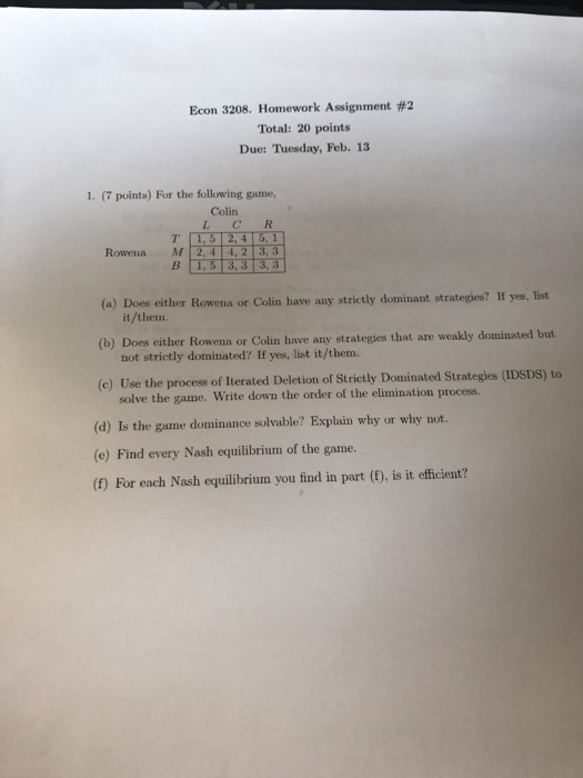 Solved Econ 3208, Homework Assignment #2 Total: 20 points | Chegg.com