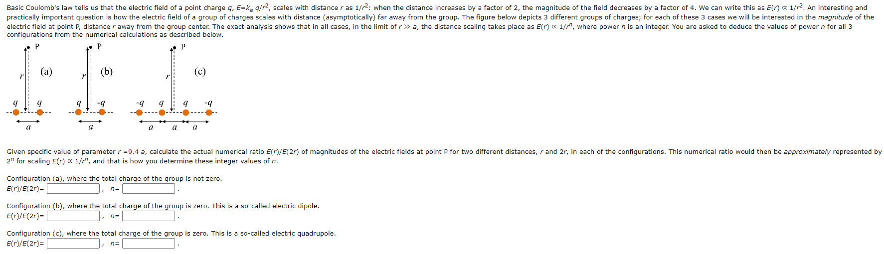 Solved Basic Coulomb's law tells us that the electric field | Chegg.com