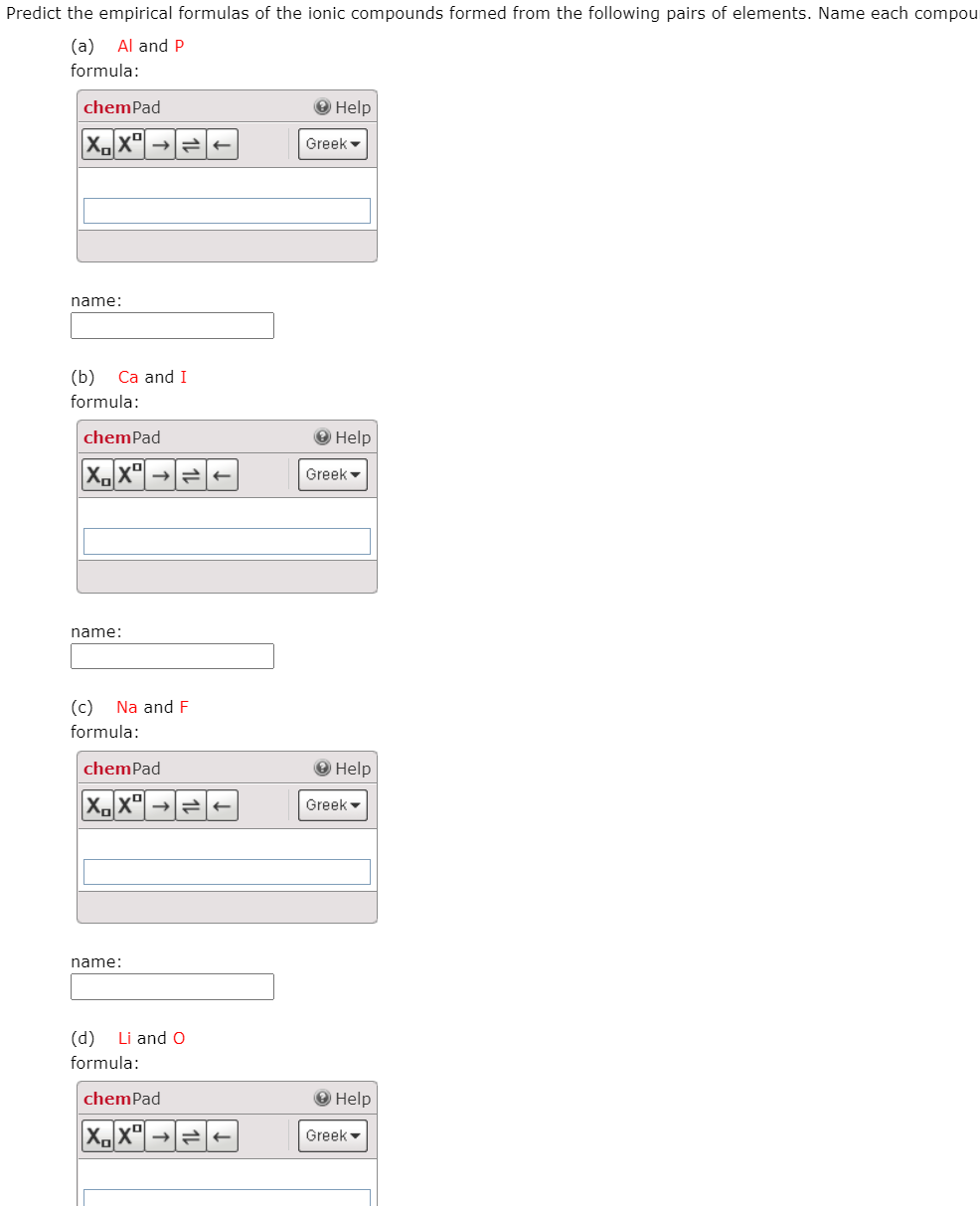 Solved Predict the empirical formulas of the ionic compounds | Chegg.com