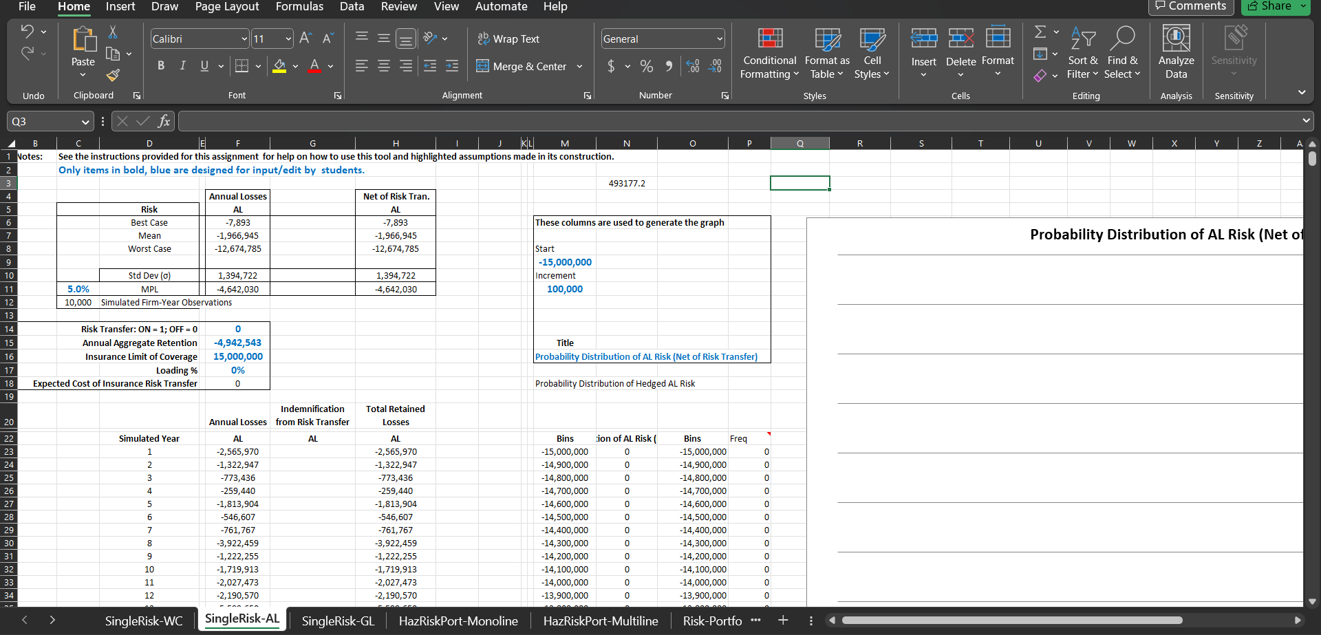 1. Describe Risks Working Tab: SingleRisk-WC, | Chegg.com