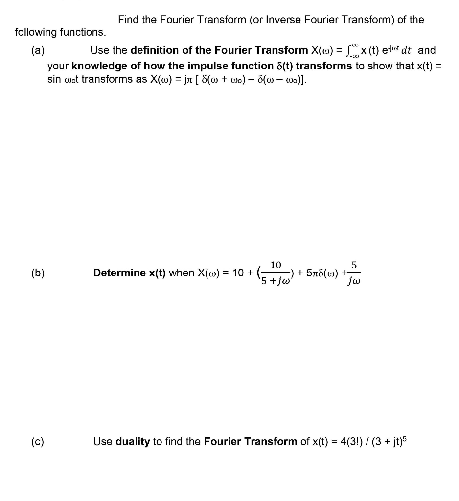 Solved Find the Fourier Transform (or Inverse Fourier | Chegg.com