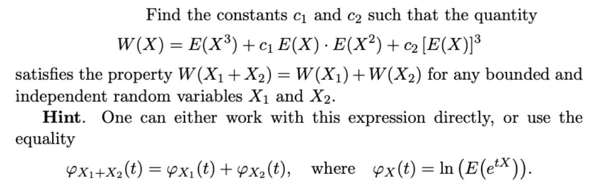 Solved Find the constants ci and C2 such that the quantity | Chegg.com