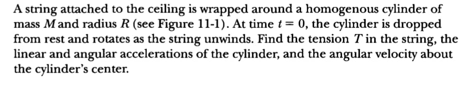 Solved Example 11-1. A string attached to the ceiling is | Chegg.com