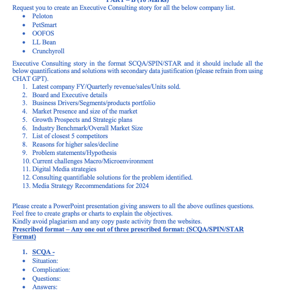 Solved Request you to create an Executive Consulting story | Chegg.com