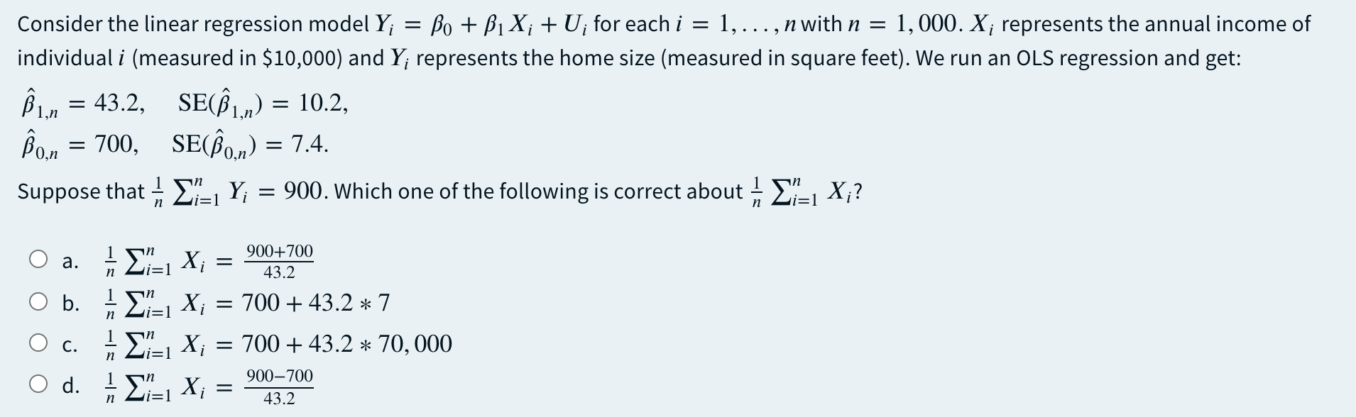Solved = = = = Consider the linear regression model Y1 = Bo | Chegg.com