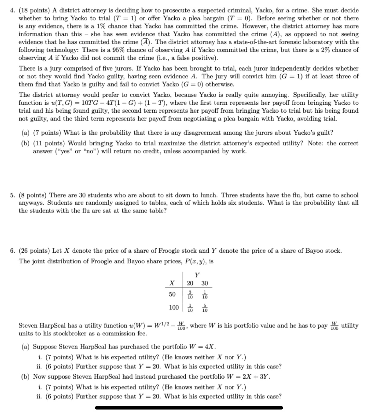 Solved 4. (18 points) A district attorney is deciding how to | Chegg.com