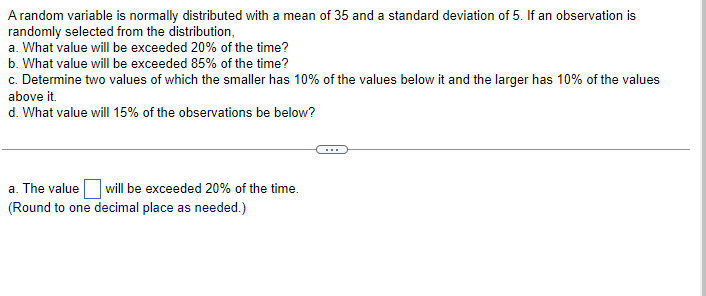 Solved A random variable is normally distributed with a mean | Chegg.com