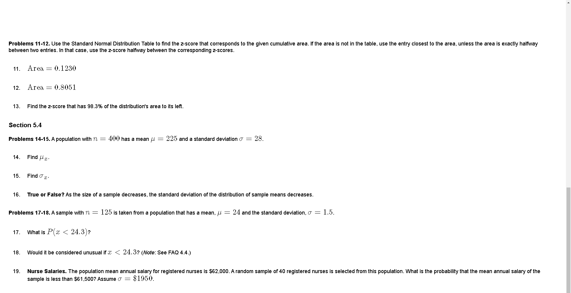 Solved Use The Standard Normal Distribution Table To Find