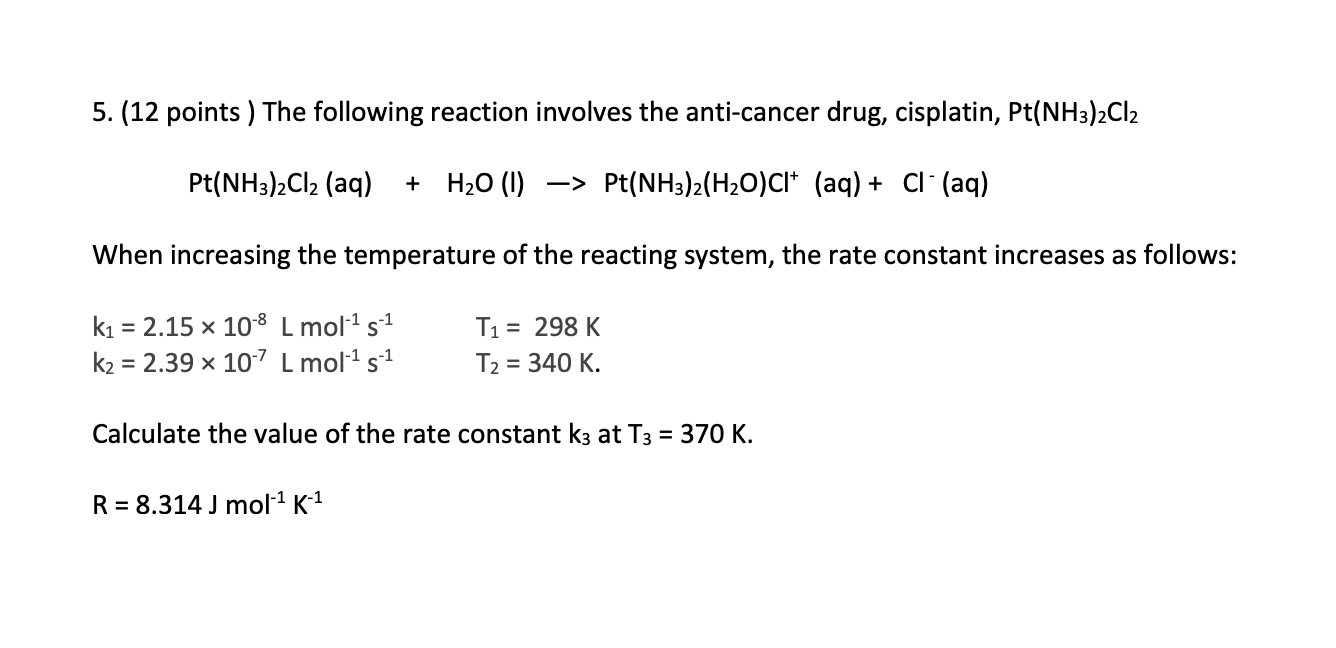Solved 5. (12 points ) The following reaction involves the | Chegg.com